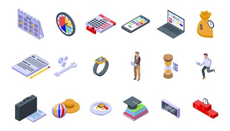 Premium Vector Time Management Icons Set Isometric Set Of Time Management Vector Icons For