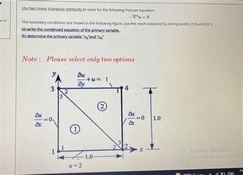 solved use two linear triangular elements to solve for the