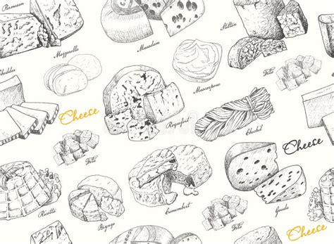 Seamless Pattern With A Variety Of Cheeses Editorial Image