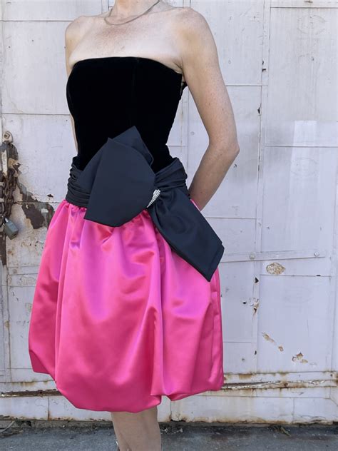 Vintage 80s After Five Black Velvet Strapless Bubble Dress S → Hotbox