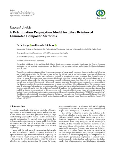 Pdf A Delamination Propagation Model For Fiber Reinforced Laminated Composite Materials