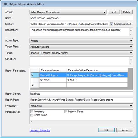 Tabular Actions Editor