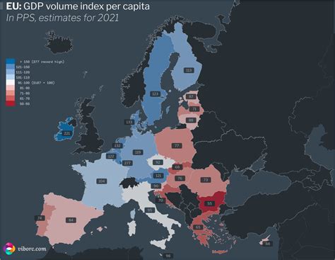 Europes Gdp Per Capita Expressed In Pps For 2021 •