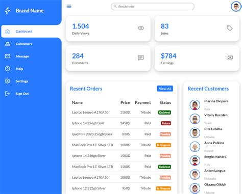 Github Yura Kivresponsive Admin Dashboard Creation Of An Adaptive