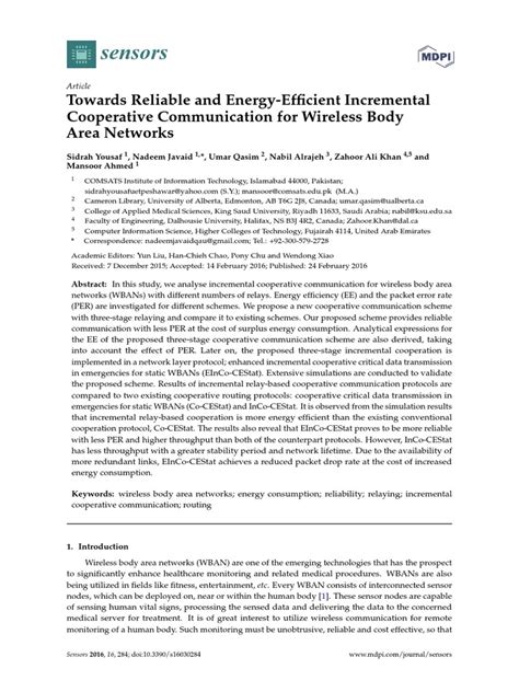 Sensors Towards Reliable And Energy Efficient Incremental Cooperative Communication For