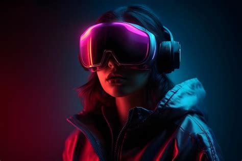Premium Photo 3d Realistic Female Character With Futuristic Vr