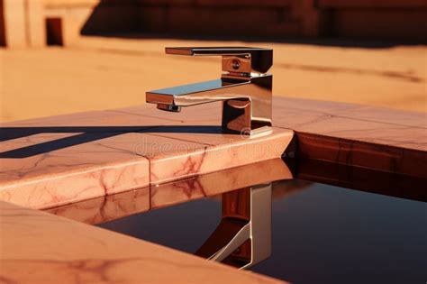 Contemporary Water Faucet With Sunlit Droplet High Resolution