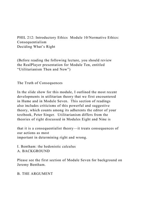Phil 212 Introductory Ethics Module 10normative Ethics Condocx