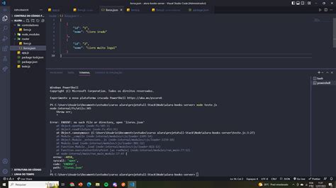 [dúvida] Meu Terminal Nao Mostra Os Dados Do Livros Json Node Js