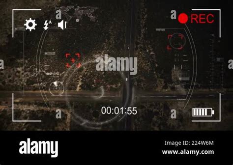 Analyzing Data Animation Over Aerial View Of Road And Surrounding Landscape Analytics