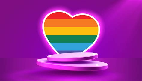 연단 레인보우 하트 리본 Lgbt 깃발 라인 색상 축제 일 벡터 일러스트 레이 션 3차원 형태에 대한 스톡 벡터 아트 및 기타 이미지 3차원 형태 Film