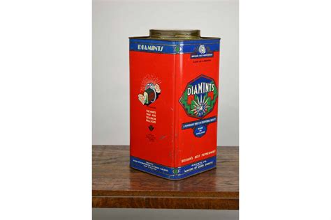 Art Deco Tin Box Diamints Peppermint England Retro Station