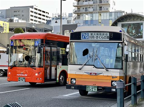 Japan Aki On Twitter 伊予鉄バス 5696 Evバス 1563 Rj 伊予鉄バス本体の最新車と最古参の並び