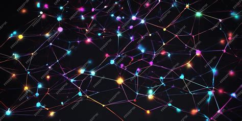 Dots And Lines Digital Network Connections Black Technology Abstract Background Premium Ai