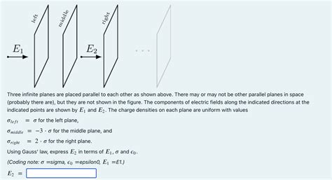 Solved Three Infinite Planes Are Placed Parallel To Each Chegg