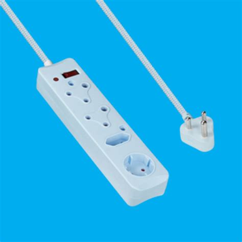 4 Way Medium Surge Protected Multiplug 0 5m Braided Cord Blue Switched Home