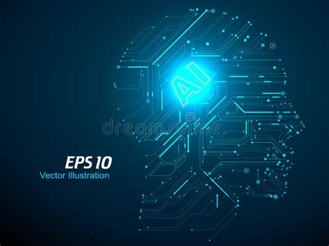 A Human Face Made Of Electronic Circuits Symbolizing Ai Stock Illustration Illustration Of