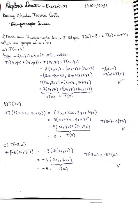 Transformação Linear Álgebra Linear I