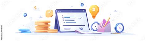 Online Quiz And Timer Isolated Vector Concept As An Isolated Vector