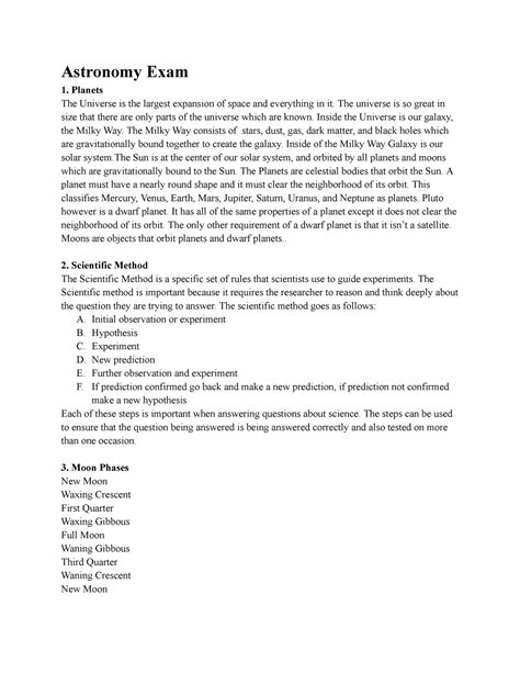 Astronomy 129 Part 2 - Final Exam Review - Astronomy Exam Planets The Universe is the largest ...