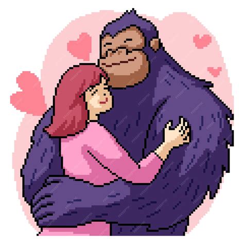 Premium Vector Pixel Art Woman Hug Kong