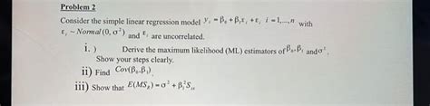 Solved Consider The Simple Linear Regression Model