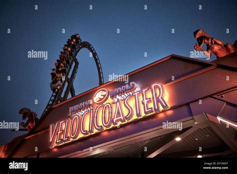 Universal Studios Florida Theme Park Jurassic World Velocicoaster Stock