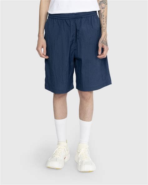 Highsnobiety Texture Nylon Mid Length Elastic Shorts Midnight Blue