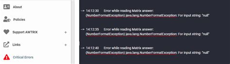 Matrix Numberformatexception · Issue 38 · Awtrixawtrix20 Apps · Github