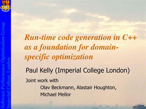 Ppt Run Time Code Generation In C As A Foundation For Domain