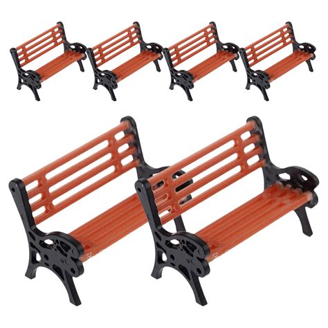 Hemoton 6pcs Miniature Bench Ornament Dollhouse Tiny Bench Decor Realistic Park Bench For Craft