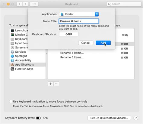 keyboard shortcut to rename multiple files in the finder ask different