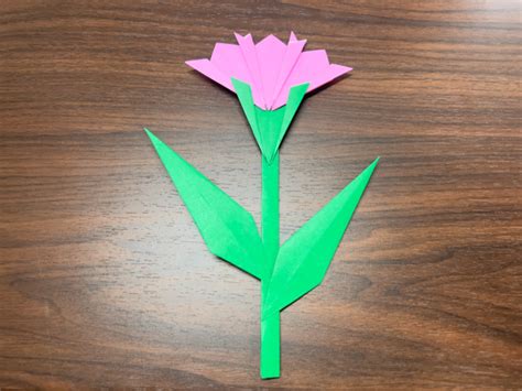 カーネーションの折り紙！簡単な子ども向けの花（完成4分）