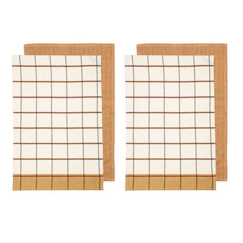 Ladelle Set Of 4 Retreat Cotton Kitchen Tea Towels 50 X 70 Cm Mustard