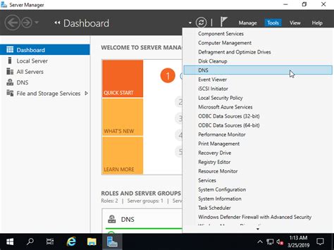 Windows Server 2019 DNS Server Forward Lookup Zone Server World