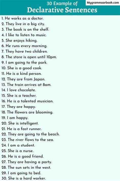 30 Declarative Sentence Examples