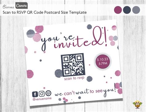 Editable Qr Code Postcard Invitation Qr Code Sign Template Canva