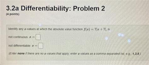 solved 3 2a differentiability problem 2 4 points identify