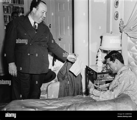 Suspicion From Left Direcotr Alfred Hitchcock Cary Grant On Set