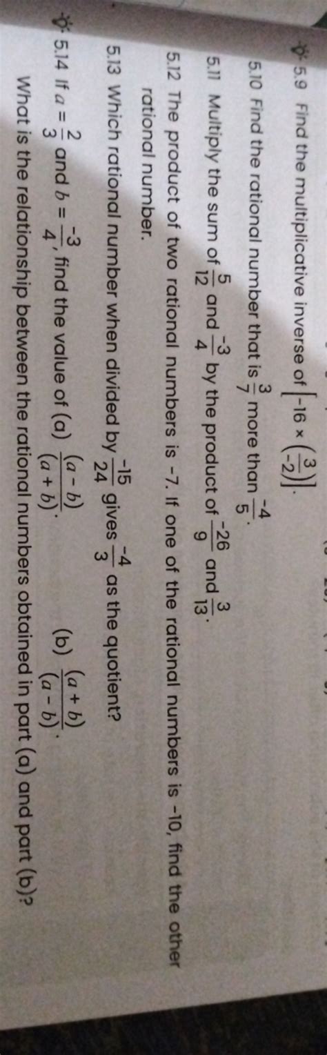 5 9 find the multiplicative inverse of [−16× −23 ] 5 10 find the ration