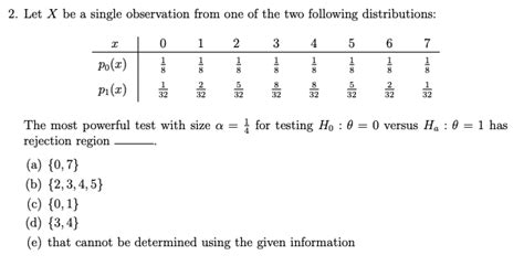Solved 2 Let X Be A Single Observation From One Of The Two