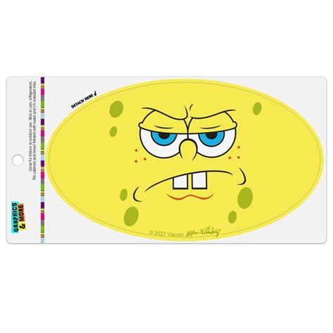 Spongebob Angry Face Automotive Car Refrigerator Locker Vinyl Euro Oval Magnet