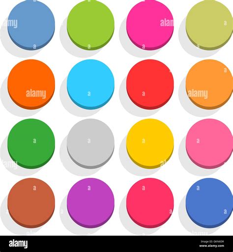16 Blank Icon In Flat Style Circle 3d Button With Shadow On White Background Blue Red Yellow