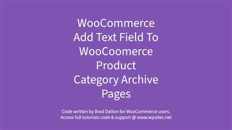 Add Text Field To Woocommerce Product Category Archive Pages Youtube