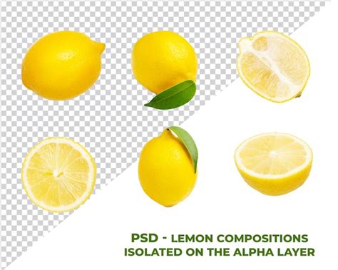 Premium Psd Psd Lemon Collection Isolated On The Alpha Layer