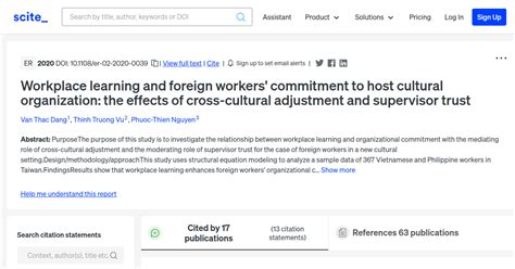 Workplace Learning And Foreign Workers Commitment To Host Cultural