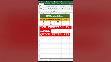 Excel Tips Lcm Function In Excel Excel Excelshorts Shorts