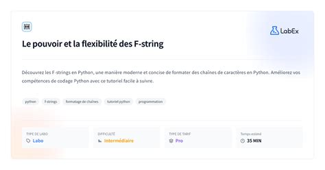 F Strings Python Tutoriel De Formatage De Chaînes Labex