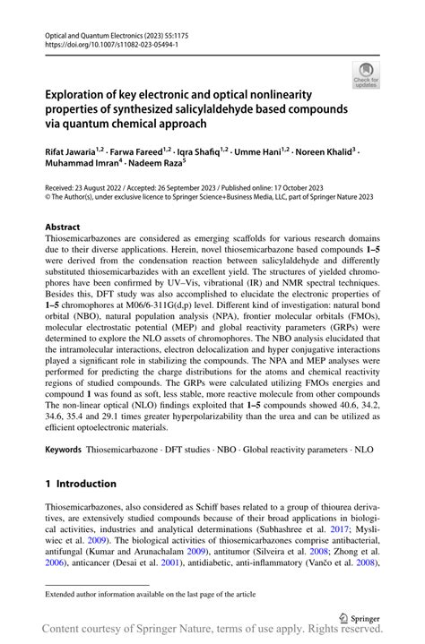 Exploration Of Key Electronic And Optical Nonlinearity Properties Of Synthesized Salicylaldehyde