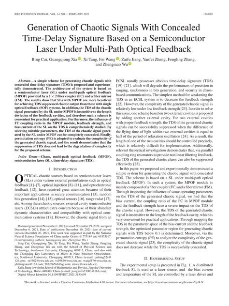 Pdf Generation Of Chaotic Signals With Concealed Time Delay Signature